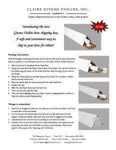 Instructions flyer 2019 | Claire Givens Violins, Inc