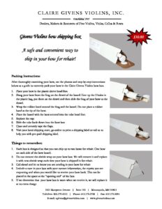 Instructions flyer 2022 | Claire Givens Violins, Inc